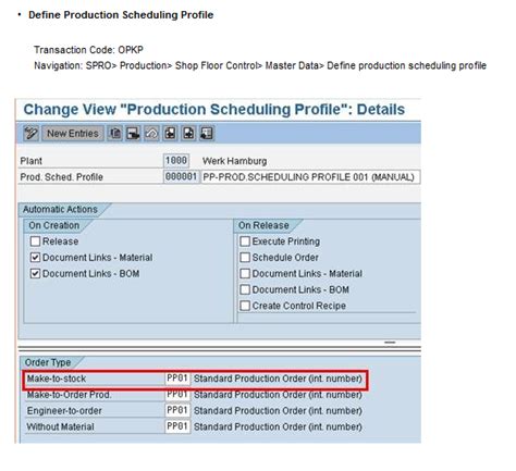 How To Create Production Scheduling Profile Sap Community