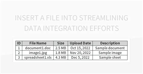 insert a file into streamlining data integration efforts excel template