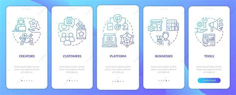Blue Gradient Onboarding Mobile App Screen For Stakeholders In The Creator Economy Vector