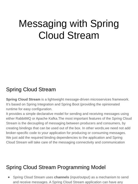 Spring Cloud Stream Overview Pdf Cloud Computing Systems Engineering