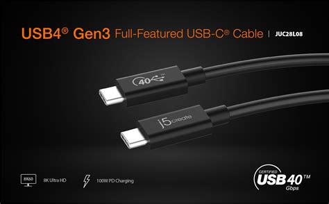 Juc28l08 Full Featured Usb C® Cable Usb4® Gen 3 J5create International