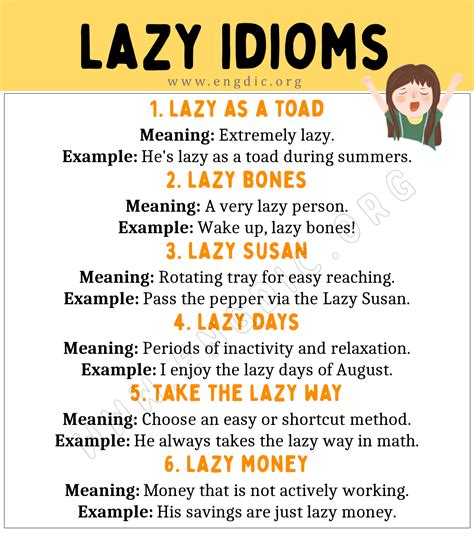 Lazy Idioms With Meaning And Examples Engdic