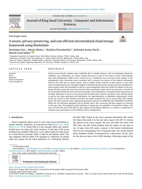 Pdf A Secure Privacy Preserving And Cost Efficient Decentralized Cloud Storage Framework