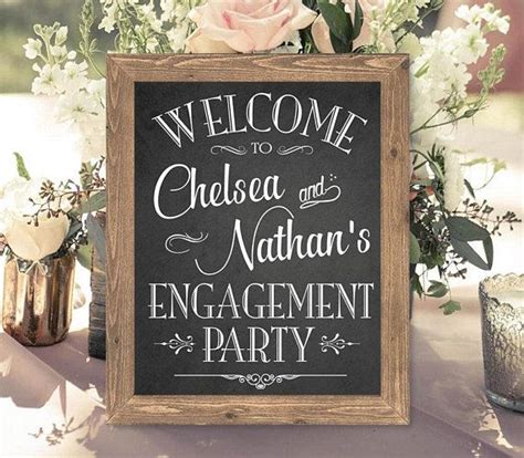 Printable Engagement Party Sign Chalkboard Style Personalized With Names