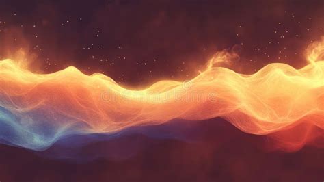 abstract waves of orange and blue light create a dynamic ethereal