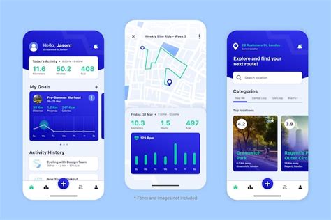 Premium Vector Cycling Mobile App Concept Uiux User Interface Technology Blue Minimal Design