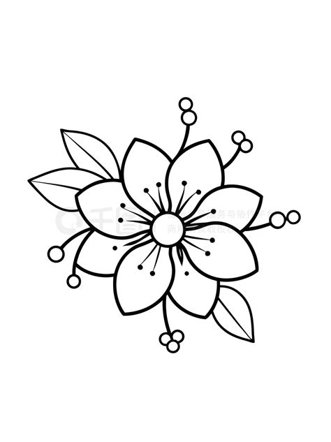 简笔画免抠元素 矢量线条简笔画简约樱花 素材免费下载 1536像素 Ai格式 编号70852436 千图网