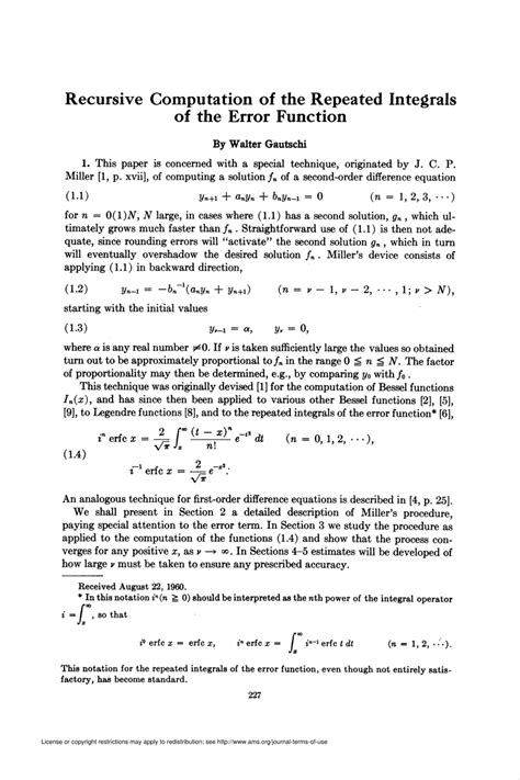 Pdf Recursive Computation Of The Repeated Integrals Of The Error Function