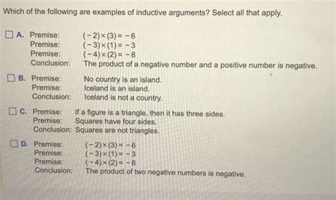 Solved Which Of The Following Are Examples Of Inductive