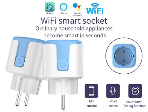 Smart Wifi Socket With Timer Plug With Alexa Google Voice Control Measure Socket Power