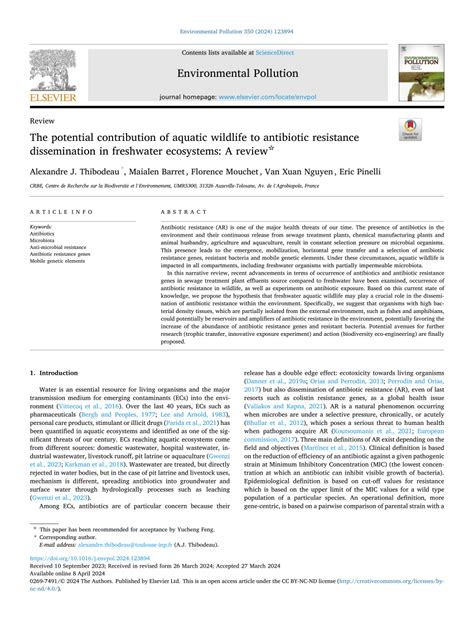 Pdf The Potential Contribution Of Aquatic Wildlife To Antibiotic Resistance Dissemination In