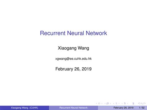 Ppt Recurrent Neural Network Xiaogang Wang Xgwanghk