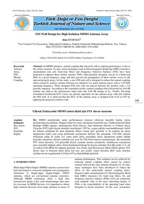 Pdf Fss Wall Design For High Isolation Mimo Antenna Array