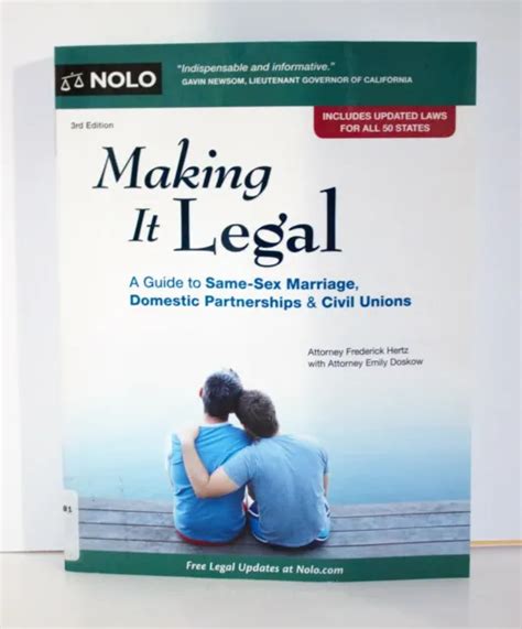 Book Making It Legal A Guide To Same Sex Marriage Domestic Partners 3e édition Eur 8 65