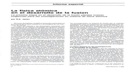 Informe Especial La Física Atómica En El Desarrollo De La Fusion Pdf