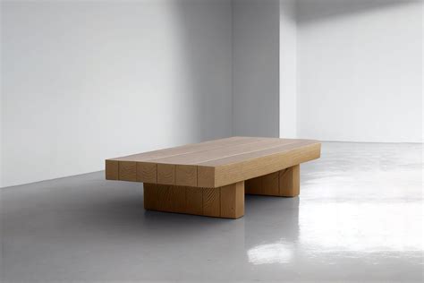 Hand Crafted Solid Thick Oak Rectangular Coffee Table Bench — Nono