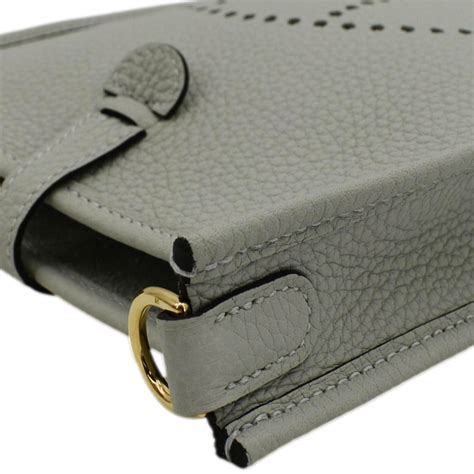 Hermes Evelyne Tpm Clemence Leather Light Grey Crossbody Bag