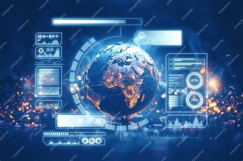 Premium Ai Image Global Data Network With A Glowing World Map And Analytical Hud Showcasing