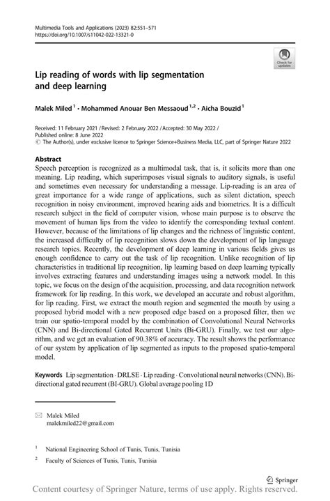 Lip Reading Of Words With Lip Segmentation And Deep Learning