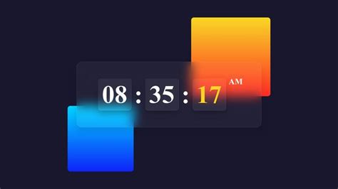 Glassmorphism Digital Clock UI Design