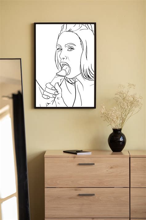 Line Art Erotic Woman Giving Blowjob Nude Digital File Etsy