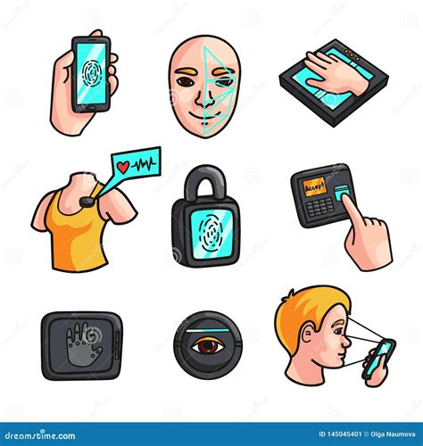 Set Of Different Biometric Security In Modern Human Life Stock Vector Illustration Of Modern