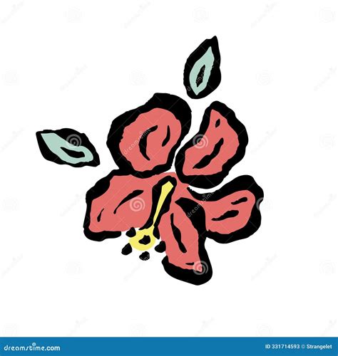 Inky Abstract Leaves Sketch Isolated On White Cartoon Vector