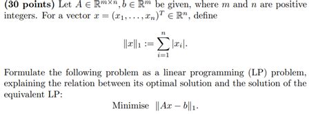 Solved Points Let AinRmn BinRm Be Given Where M Chegg