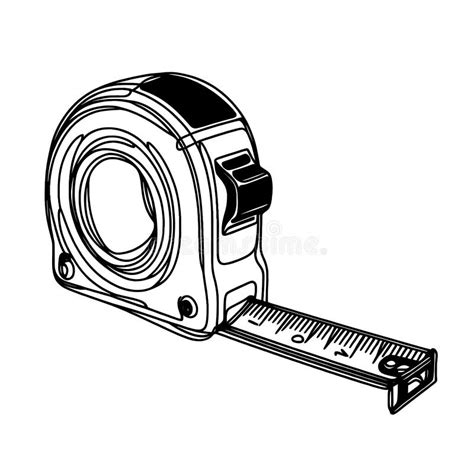 An Extended Tape Measure Is Depicted In A Black And White Illustration