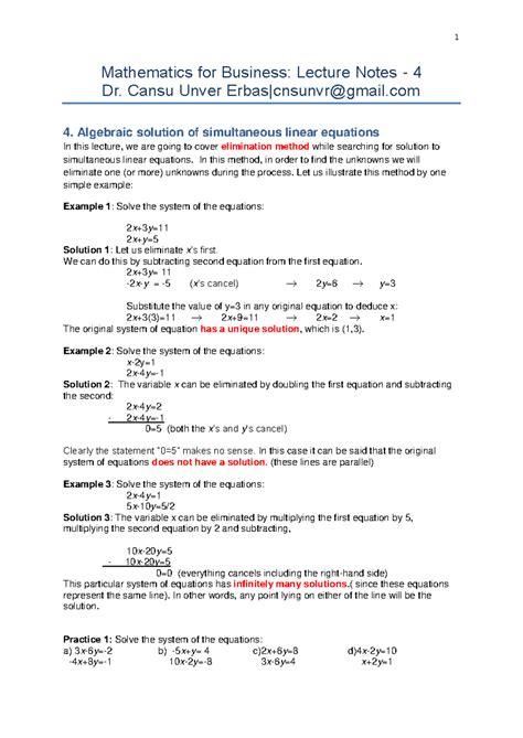 mathematics for business lecture notes 4 4 dhe y mathematics for