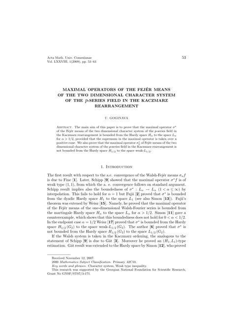 Pdf Maximal Operators Of The Fejér Means Of The Two Dimensional