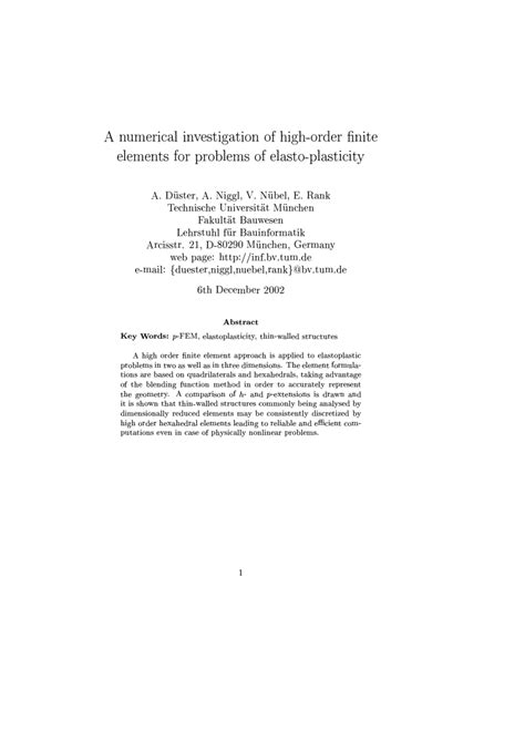 Pdf A Numerical Investigation Of High Order Finite Elements For