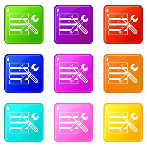 Database With Screwdriverl And Spanner Icons 9 Set Stock Vector Illustration Of Configuration