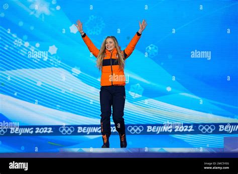 Silver Medalist Jutta Leerdam Of The Netherlands Celebrates During A