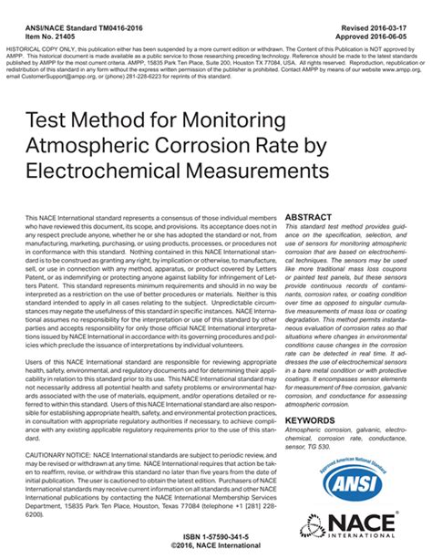Test Method For Monitoring Atmospheric Corrosion Rate By
