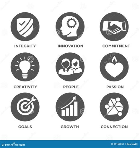 Company Core Values Outline Icons Vector Illustration 74219044