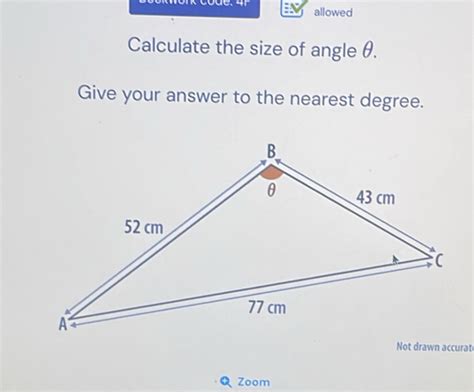 solved ye allowed calculate the size of angle θ give your answer to
