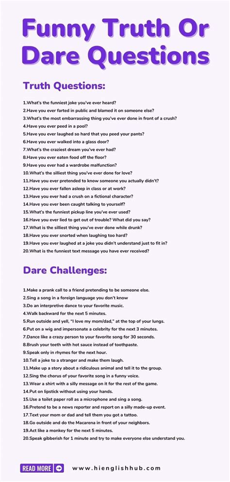 319+ Fun And Exciting Truth Or Dare Questions For All Occasions - Hi English Hub | Truth or dare ...