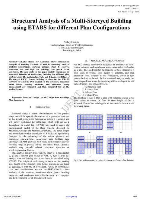 Pdf Structural Analysis Of A Multi Storeyed Building Using Etabs For