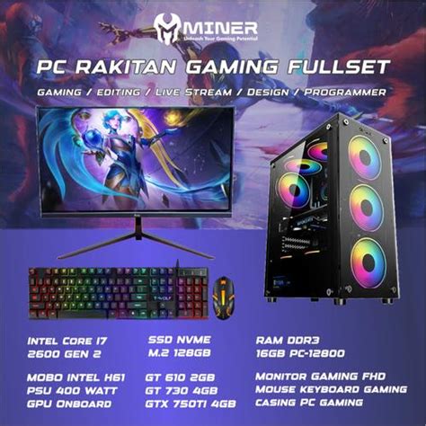 Promo Pc Gaming Desain Fullset Intel Core I Ram Gb Ssd Nvme Gb Hdd Gb Pc Only
