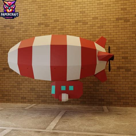 Airship Blimp Papercraft Template Diy Low Poly Zeppelin Origami 3d