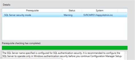 sccm prereq check some common warnings and errors system management