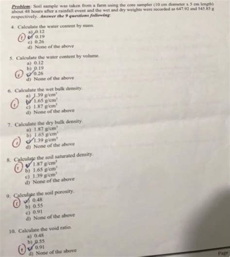 Solved Problem Soil Sample Was Taken From A Farm Using The Chegg Com