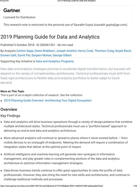 2019 Planning Guide For Data And Analytics