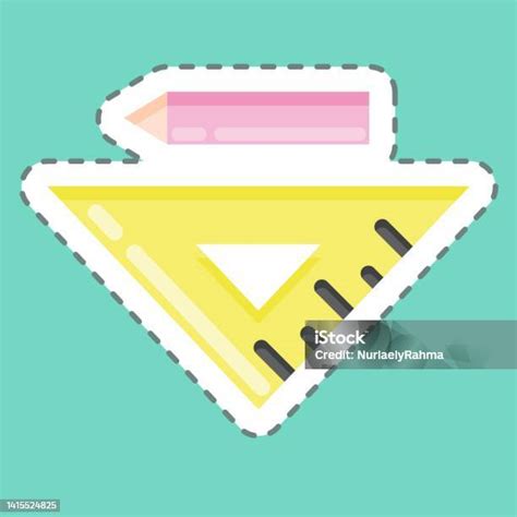 스티커 연필과 눈금자 페인트 아트 도구 기호에 적합합니다 편집 가능한 간단한 디자인 디자인 템플릿 벡터 간단한 그림 교육에 대한