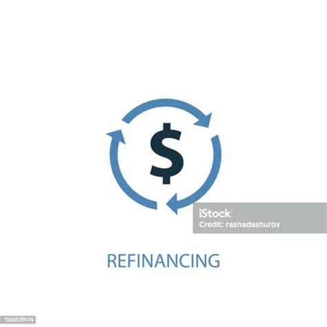 리파이낸싱 컨셉 2 컬러 아이콘 간단한 파란색 요소 그림입니다 개념 기호 디자인 재융자 웹 및 모바일 Ui Ux에 사용할 수 있습니다 리파이낸싱에 대한 스톡 벡터 아트 및