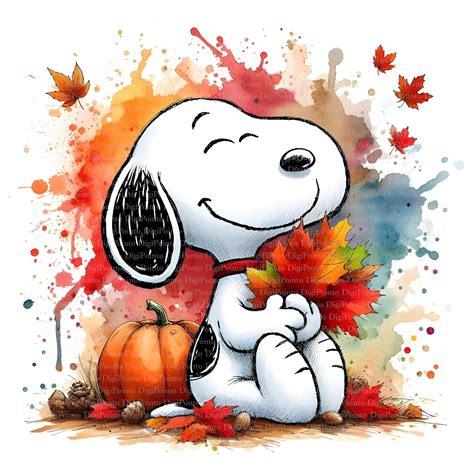Snoopy Herbst Laubblätter Digitaler Download Ohne Hintergrund