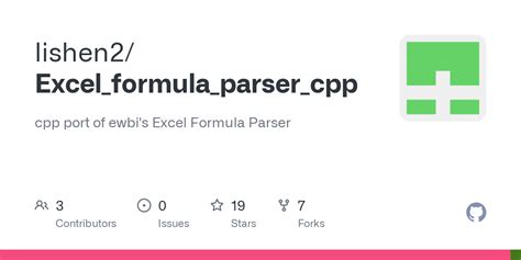Github Lishen2excelformulaparsercpp Cpp Port Of Ewbis Excel