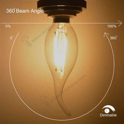 Dimmable Filament Led Candle W Ca E Filament Dimmable Candelabra Light Bulbs Bent Tip
