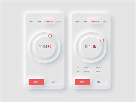 clock app neumorphism design screens by siddhesh kanse